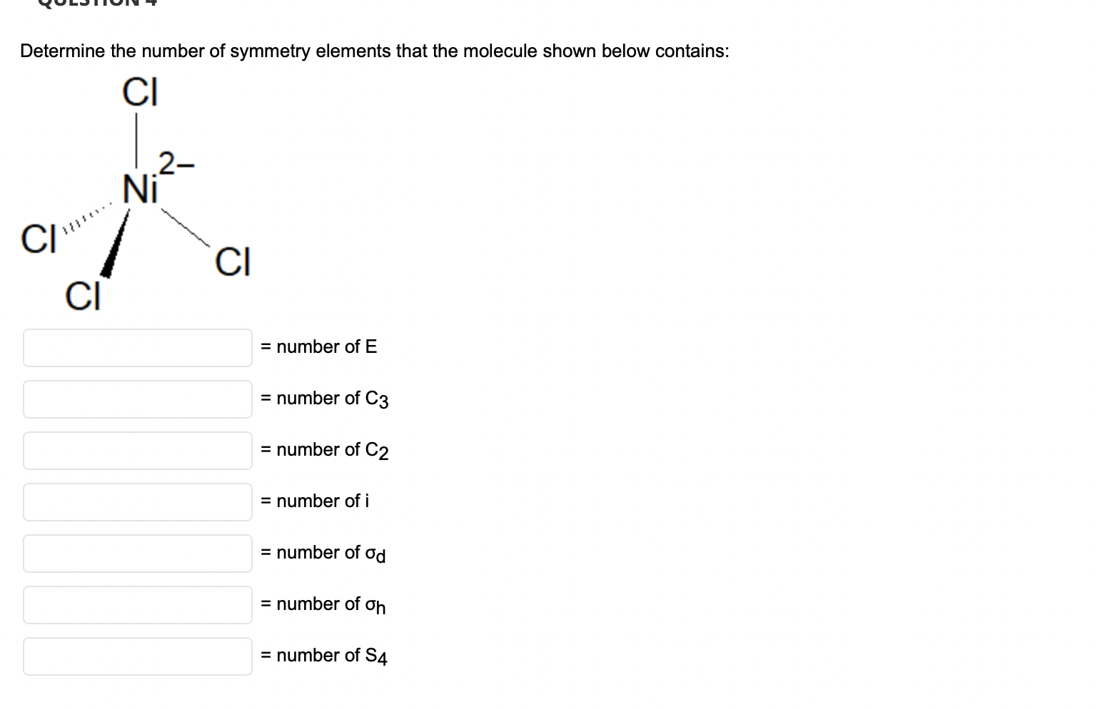 Solved Determine the number of symmetry elements that the | Chegg.com