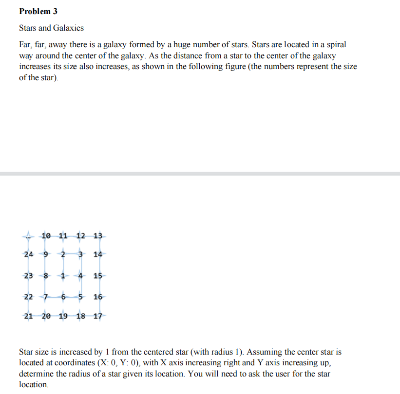 Solved Problem 3 Stars and Galaxies Far, far away there is a | Chegg.com