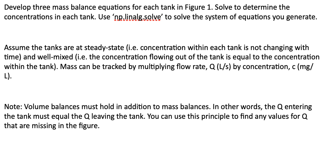 Solved Develop three mass balance equations for each tank in | Chegg.com