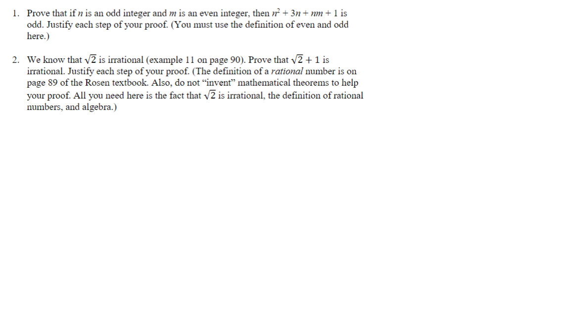 Solved 1. Prove that if n is an odd integer and m is an even | Chegg.com