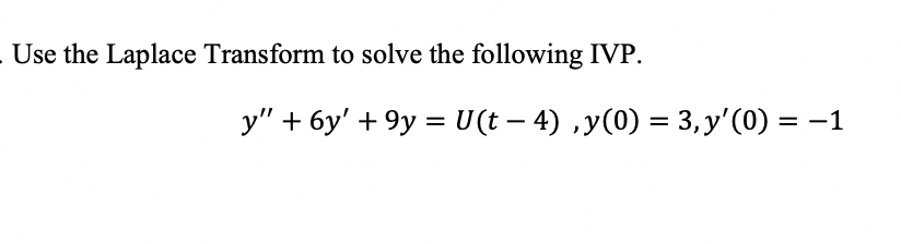 Solved Use the Laplace Transform to solve the following IVP. | Chegg.com