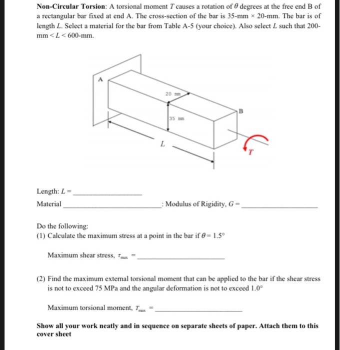 Solved Non-Circular Torsion: A torsional moment T causes a | Chegg.com