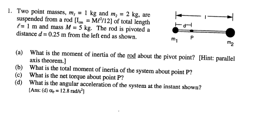 Solved 1. Two point masses, m, = 1 kg and m2 = 2 kg, are | Chegg.com