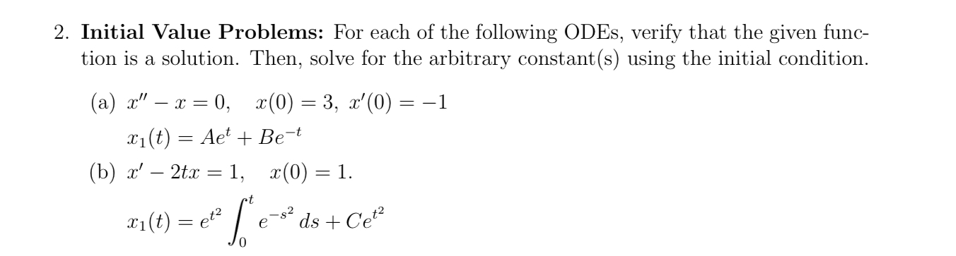 Solved Initial Value Problems: For each of the following | Chegg.com