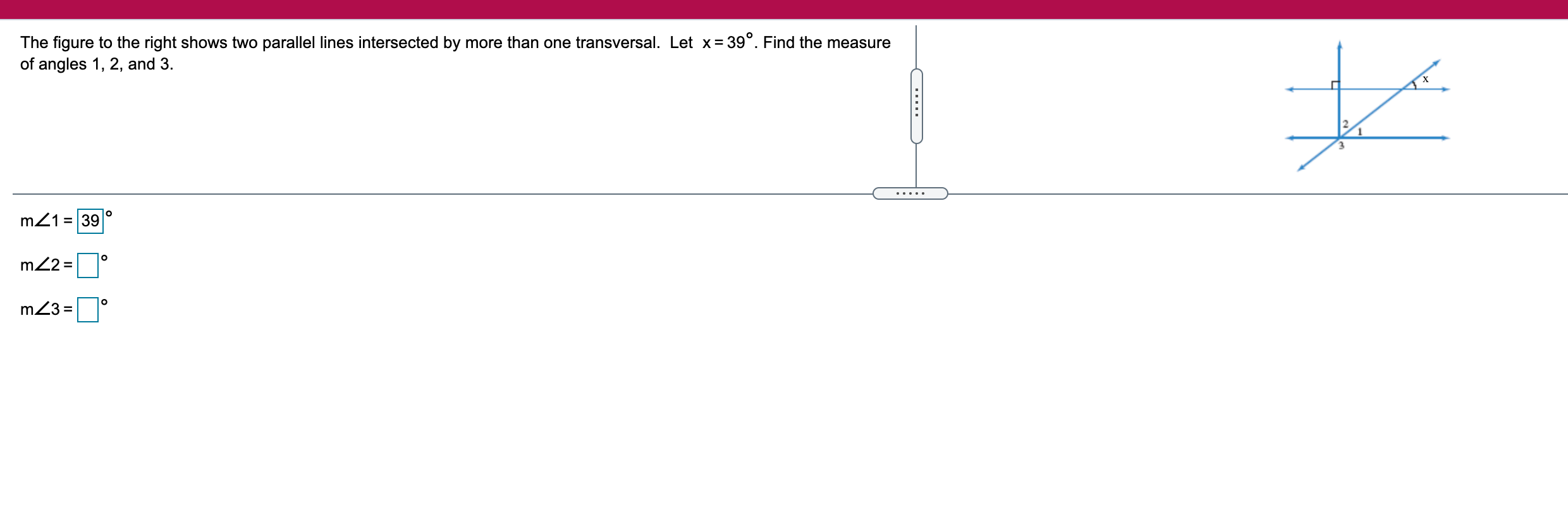 Solved The figure to the right shows two parallel lines | Chegg.com