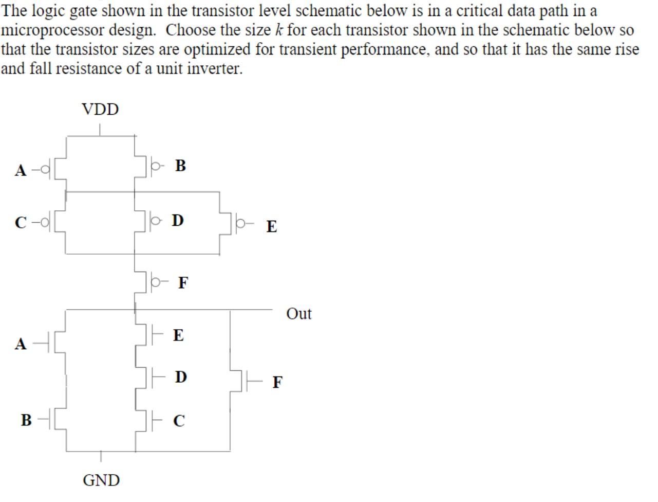 Solved The logic gate shown in the transistor level | Chegg.com