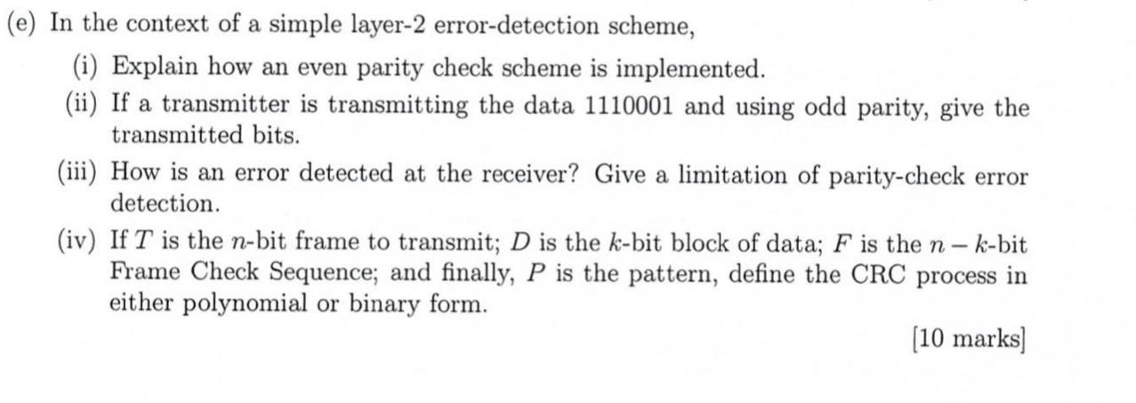 Solved (e) In the context of a simple layer-2 | Chegg.com