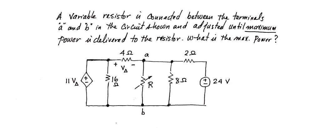 Solved A Variable resistor ü Connected between the terminals | Chegg.com