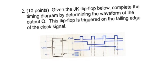 Solved 2. (10 points) Given the JK flip-flop below, complete | Chegg.com