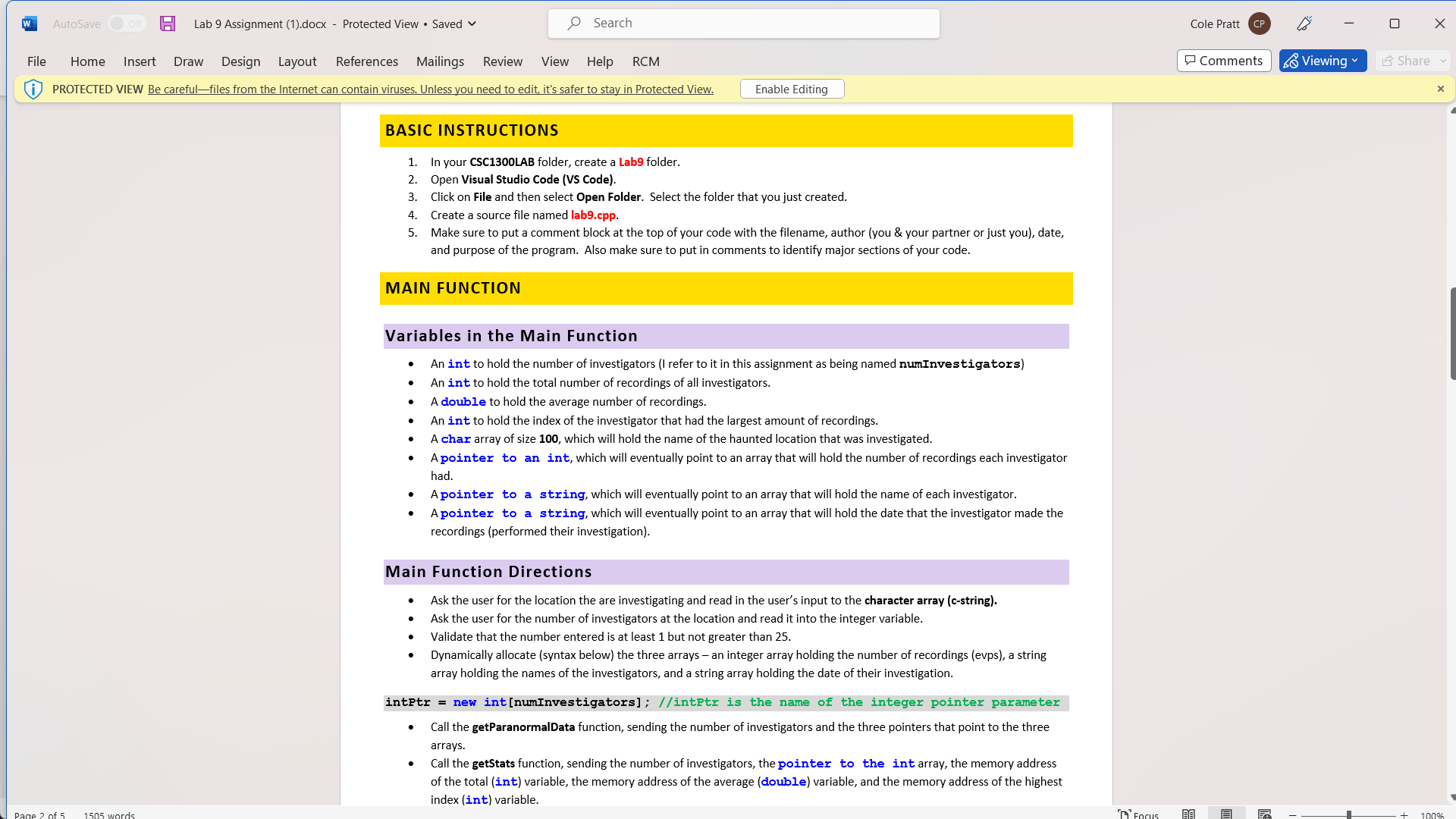 Solved 1. In your CSC1300LAB folder, create a Lab9 folder. | Chegg.com