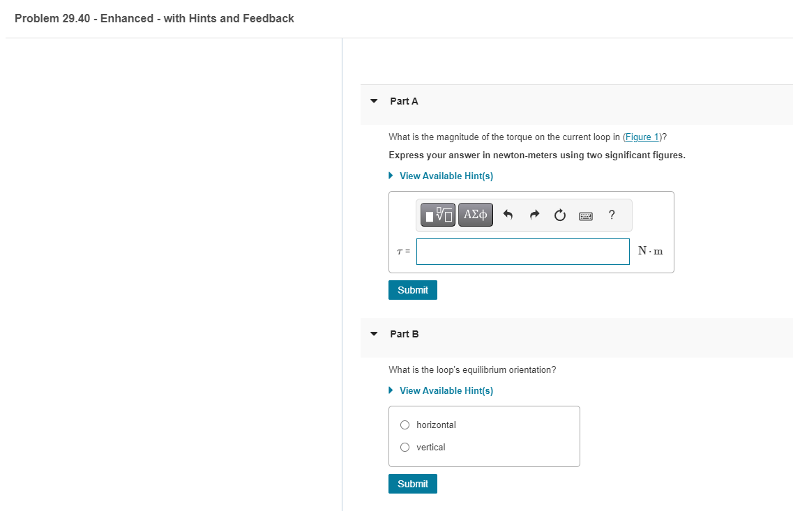 Solved Problem 29.40 - Enhanced - with Hints and Feedback | Chegg.com