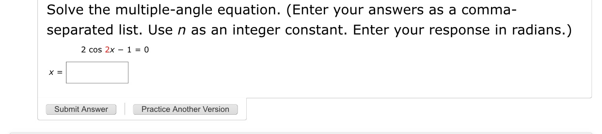 Solved Solve the multiple-angle equation. (Enter your | Chegg.com