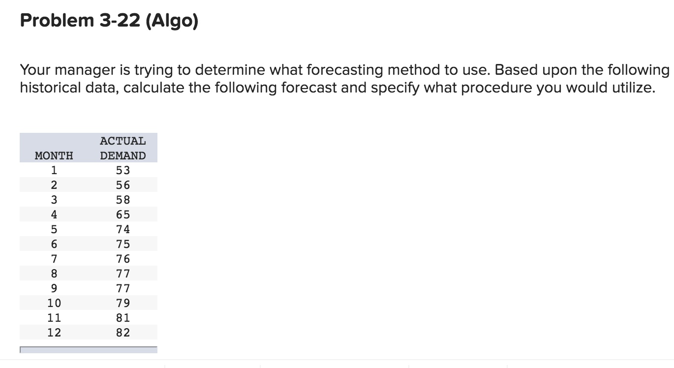 Solved Problem 3-22 (Algo) Your manager is trying to | Chegg.com