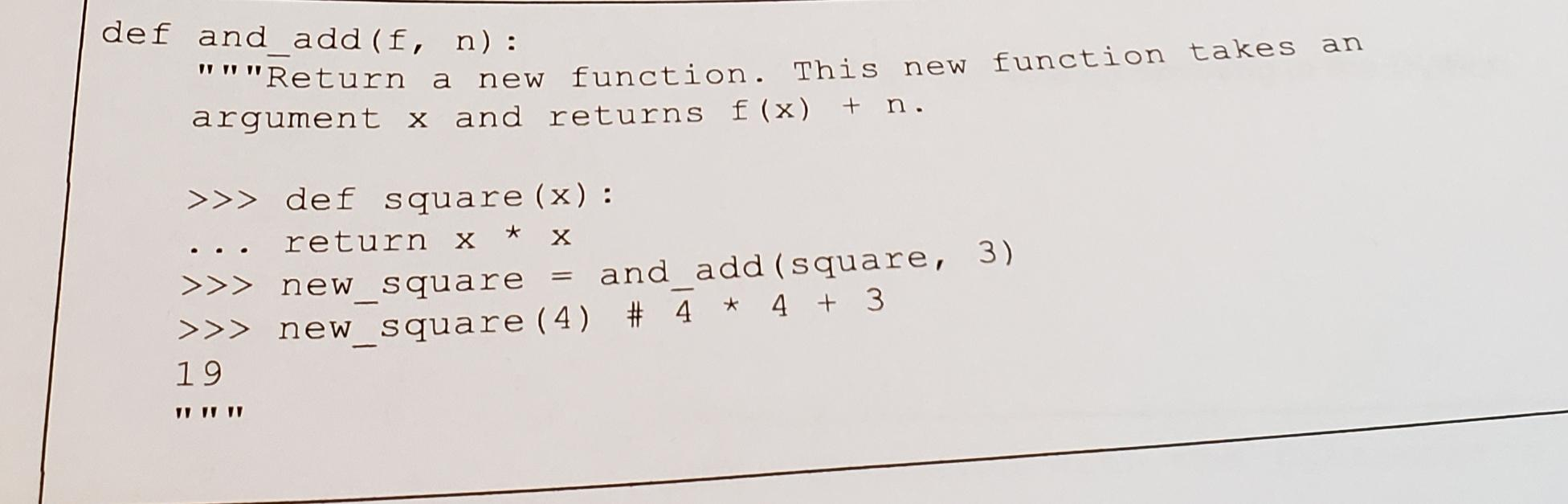 Solved Write a function and_add that takes a one-argument | Chegg.com
