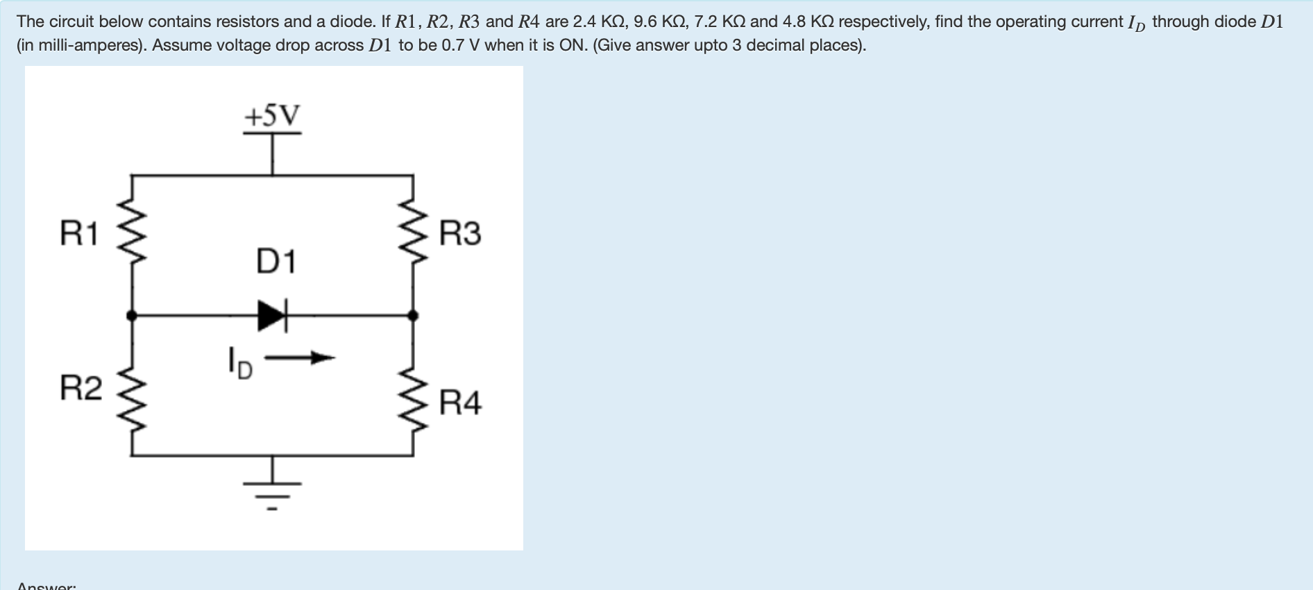 Solved The circuit below contains resistors and a diode. If | Chegg.com