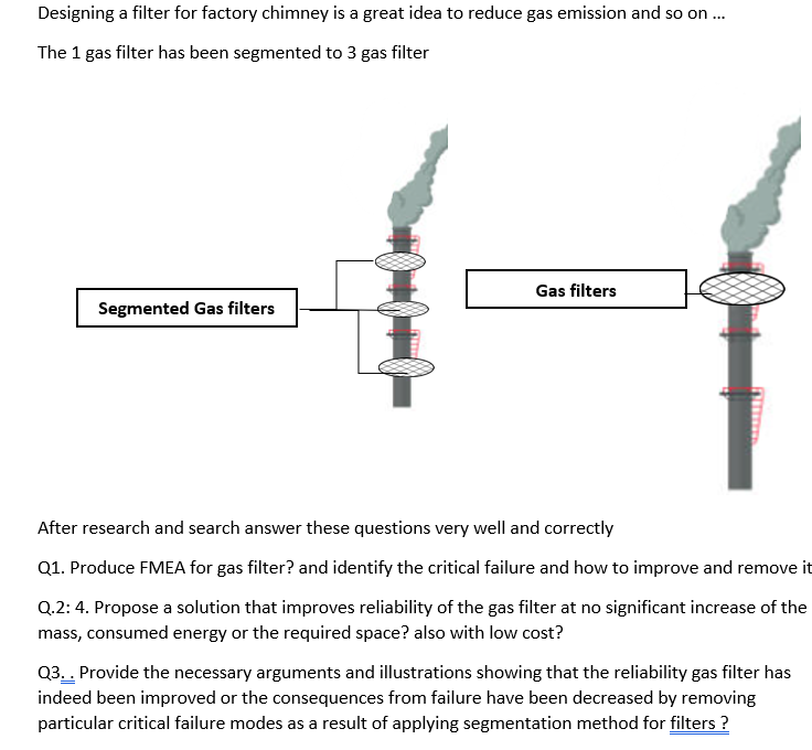 Solved Designing a filter for factory chimney is a great | Chegg.com