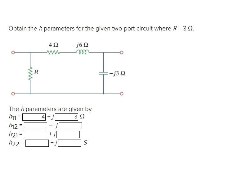 Solved Obtain the h parameters for the given two-port | Chegg.com
