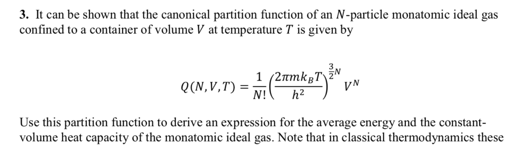 Solved 3. It can be shown that the canonical partition | Chegg.com