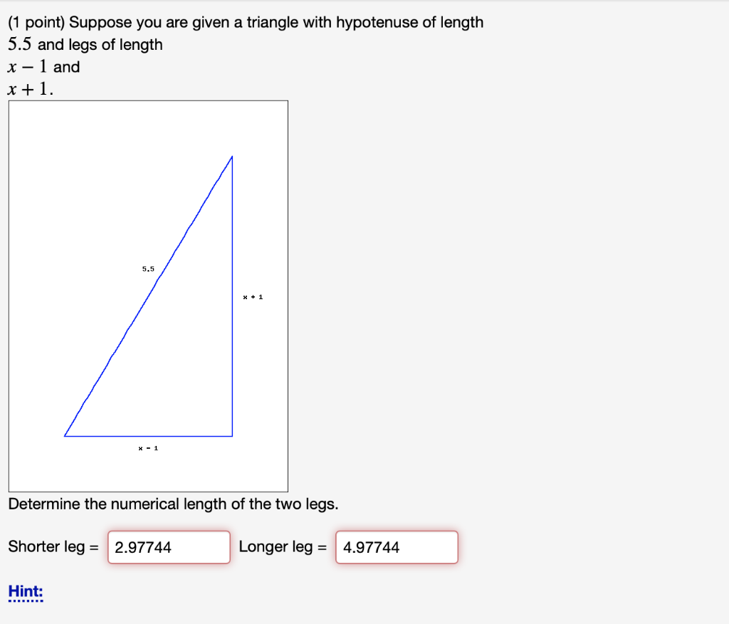 Solved (1 point) Suppose you are given a triangle with | Chegg.com