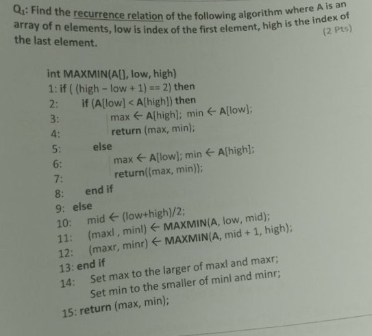 Solved Q,: Find the the recurrence relation of the following | Chegg.com