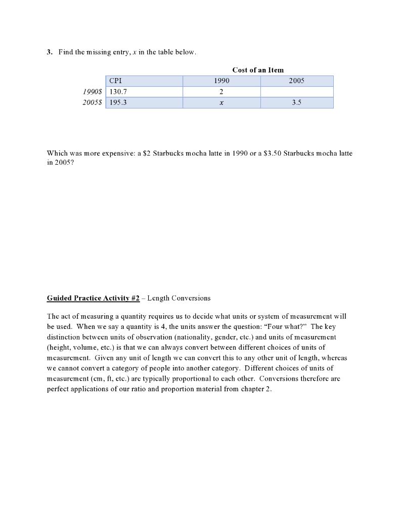 Solved 3. Find the missing entry, x in the table below. Cost | Chegg.com