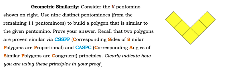 Solved Geometric Similarity: Consider the V pentomino shown | Chegg.com