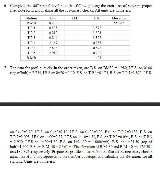Solved 6. Complete the differential level note that follow, | Chegg.com