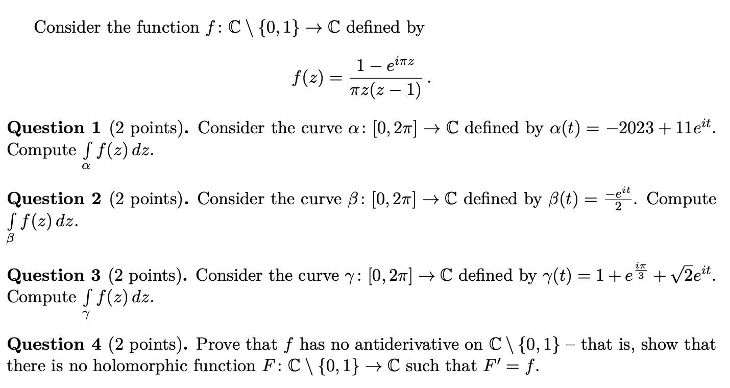 Solved Consider the function f:C??{0,1}→C ﻿defined | Chegg.com