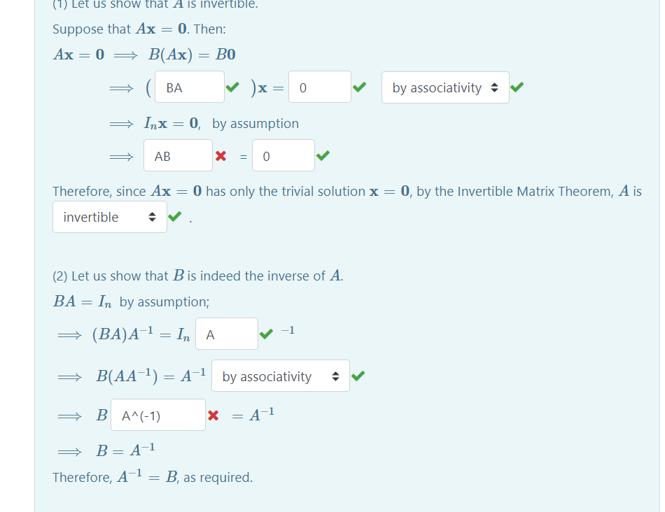 Solved (1) Let us show that A is invertible. Suppose that Ax | Chegg.com