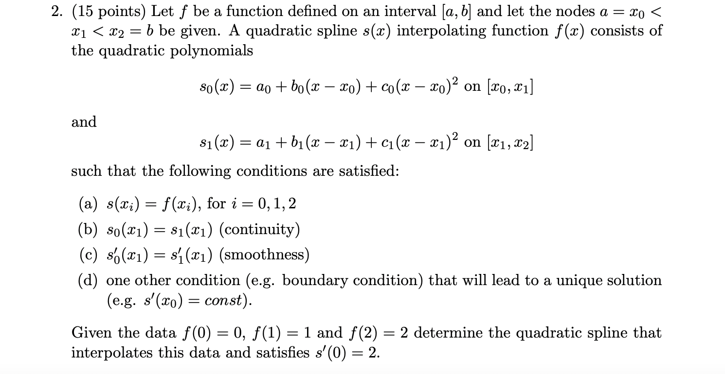 (15 points) Let f be a function defined on an | Chegg.com