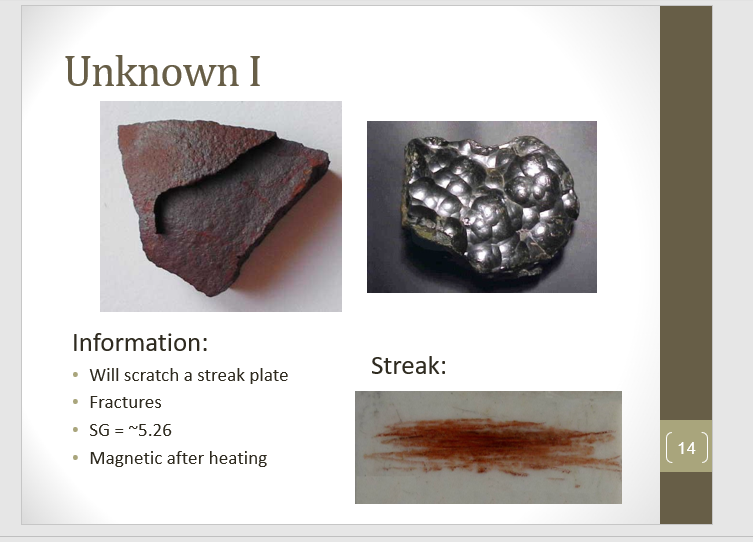 Solved Unknown D Information: - Scratches a streak plate - | Chegg.com