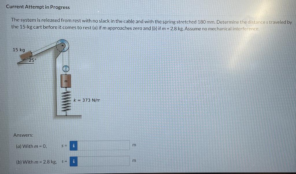 Solved The system is released from rest with no slack in the | Chegg.com