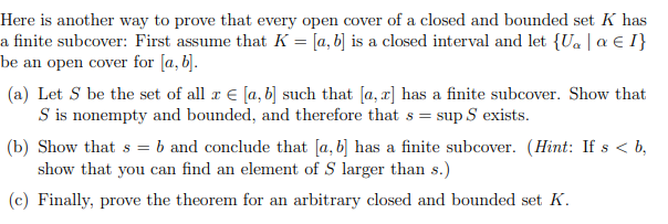 Solved Here is another way to prove that every open cover of | Chegg.com