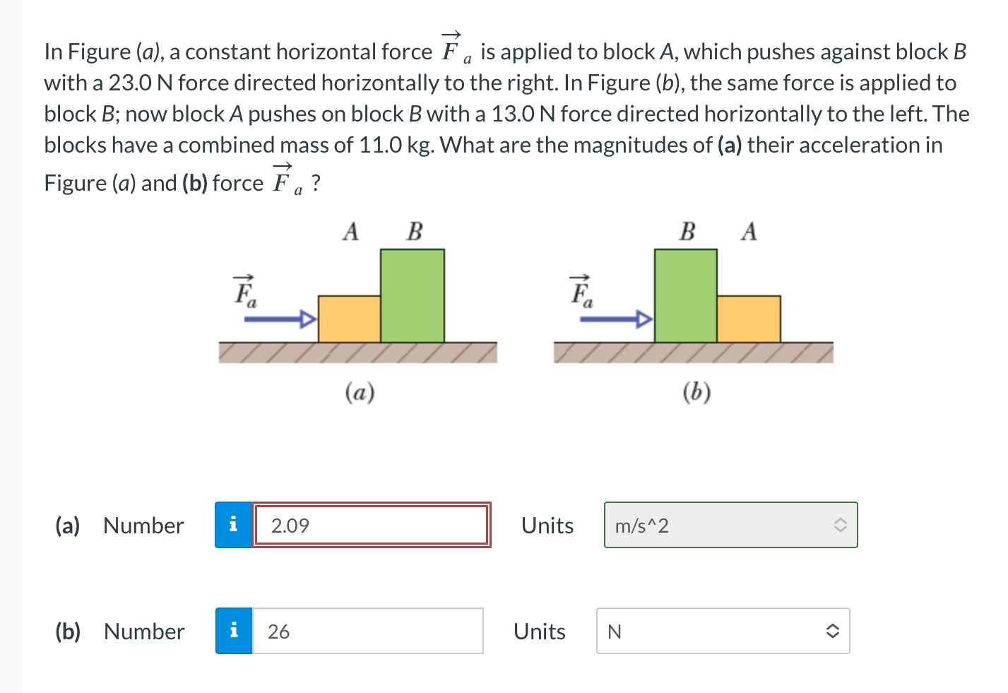 Solved In Figure (a), ﻿a constant horizontal force vec(F)a | Chegg.com
