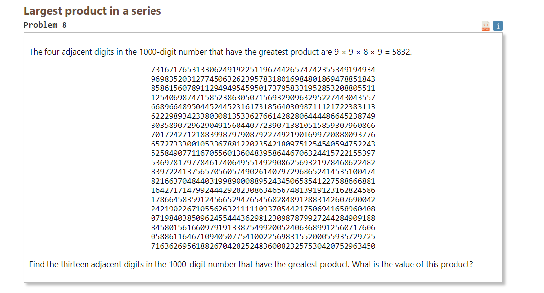 Solved The Four Adjacent Digits In The 1000 Digit Number