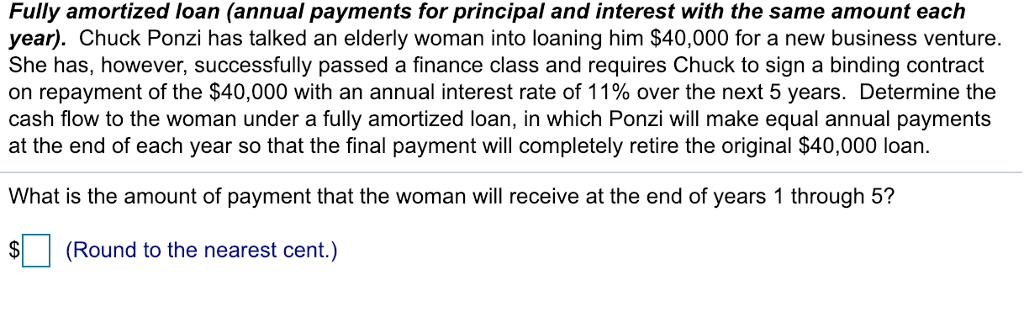 Solved Fully amortized loan (annual payments for principal | Chegg.com