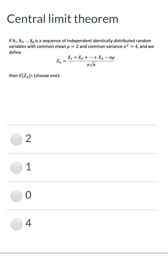 Solved Central limit theorem If X, X2, ... X, is a sequence | Chegg.com