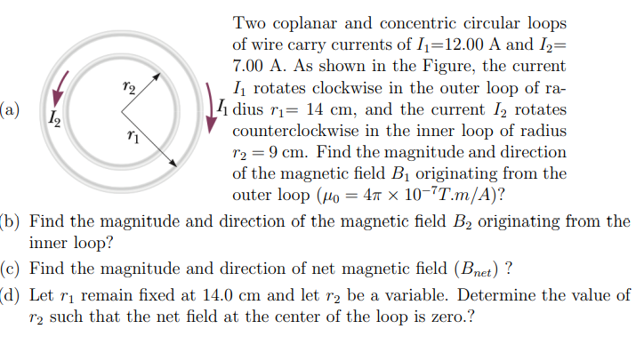 Solved Two coplanar and concentric circular loops of wire | Chegg.com