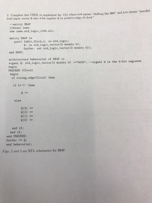 Solved Practice With Vhdl Process Statement For Shift 