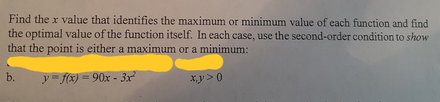 Solved Find the x value that identifies the maximum or | Chegg.com