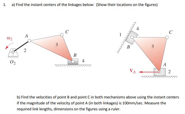 Solved a) Find the instant centers of the linkages below: | Chegg.com