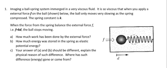 Solved 1. Imaging a ball-spring system immerged in a very | Chegg.com