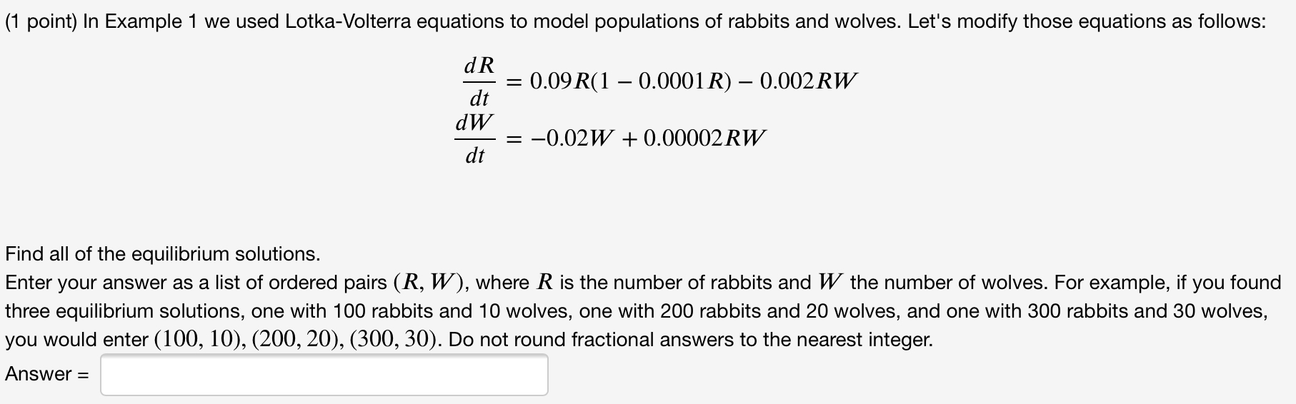 Solved (1 point) In Example 1 we used Lotka-Volterra | Chegg.com