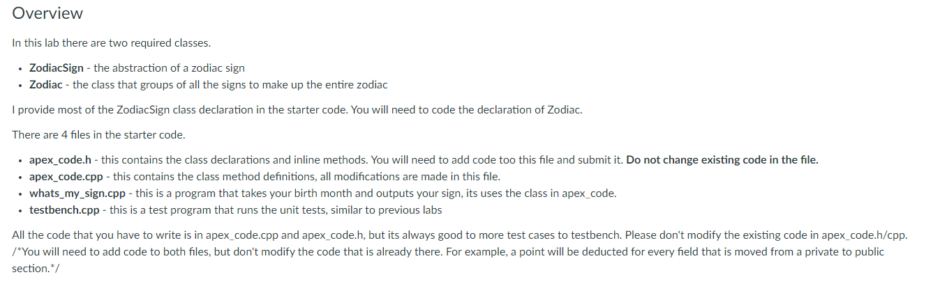 Solved Uverview In this lab there are two required classes. | Chegg.com
