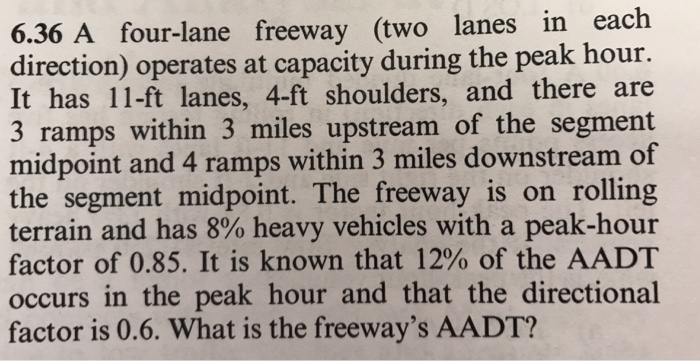 Solved A four-lane freeway (two lanes in each direction) | Chegg.com