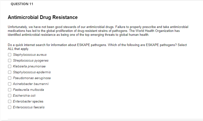 Solved Antimicrobial Drug Resistance Unfortunately, we have | Chegg.com