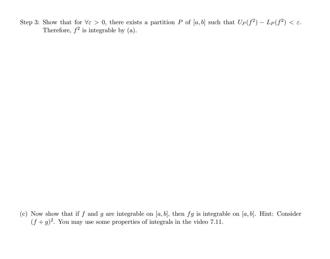 Solved (b) Prove that if f is integrable on [a,b] then so is | Chegg.com