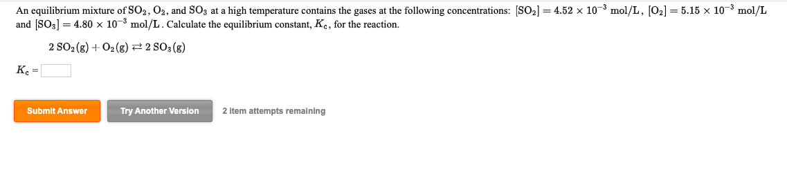 Solved An equilibrium mixture of SO2, 02, and SO3 at a high | Chegg.com