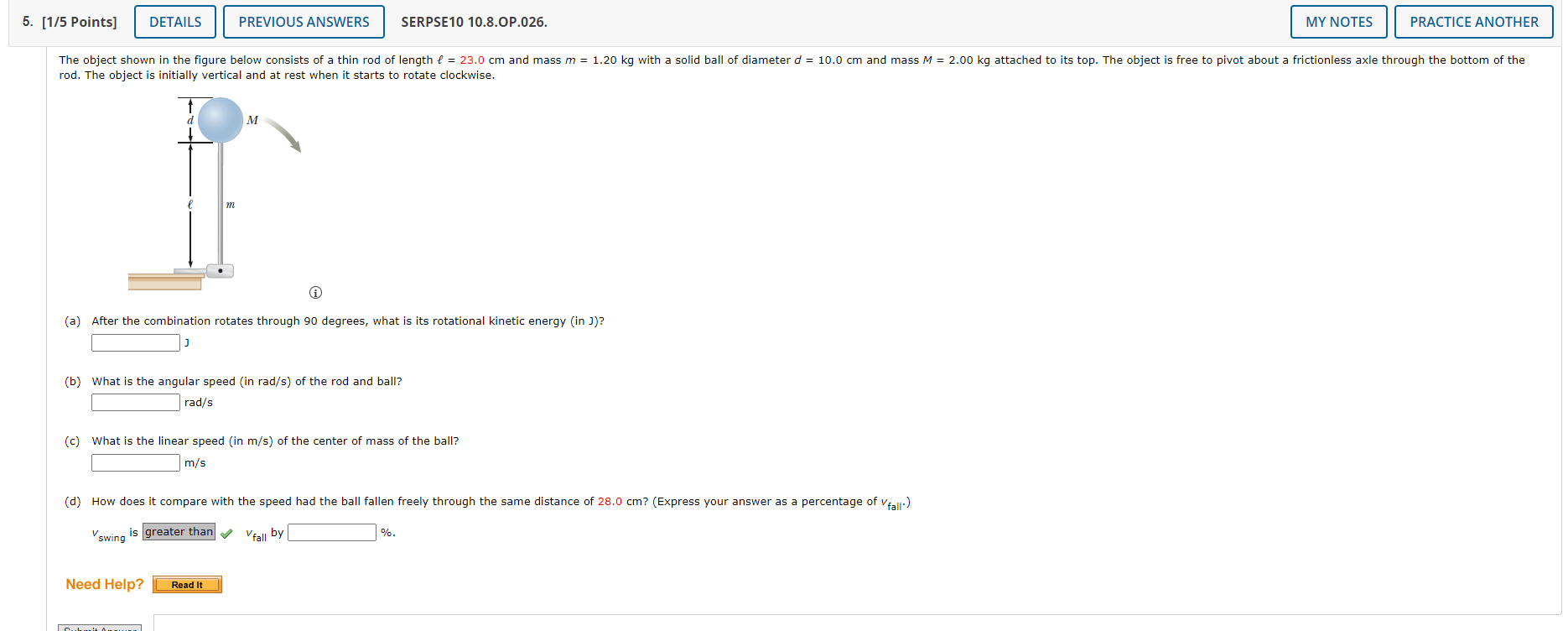 Solved rod. The object is initially vertical and at rest | Chegg.com