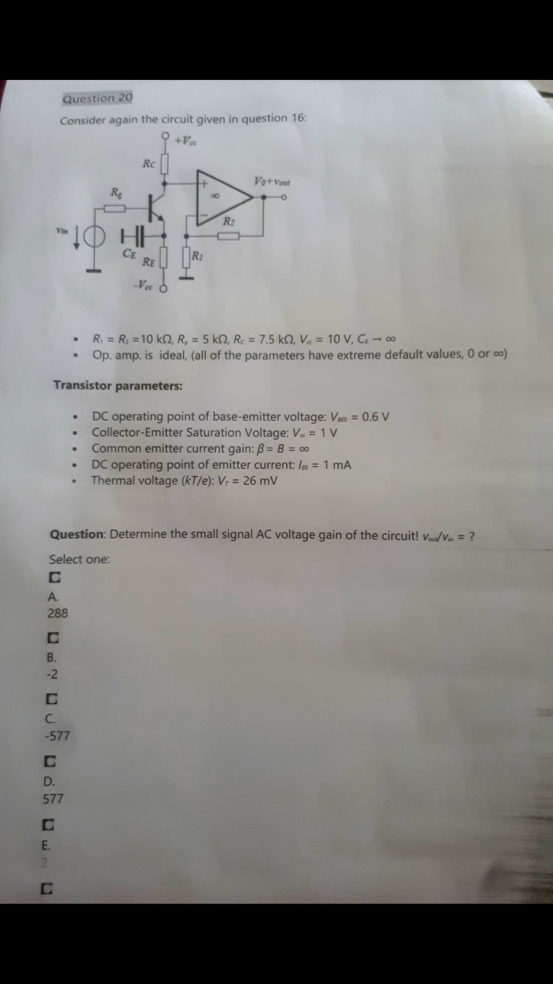 Solved Consider again the circuit given in question 16: - | Chegg.com